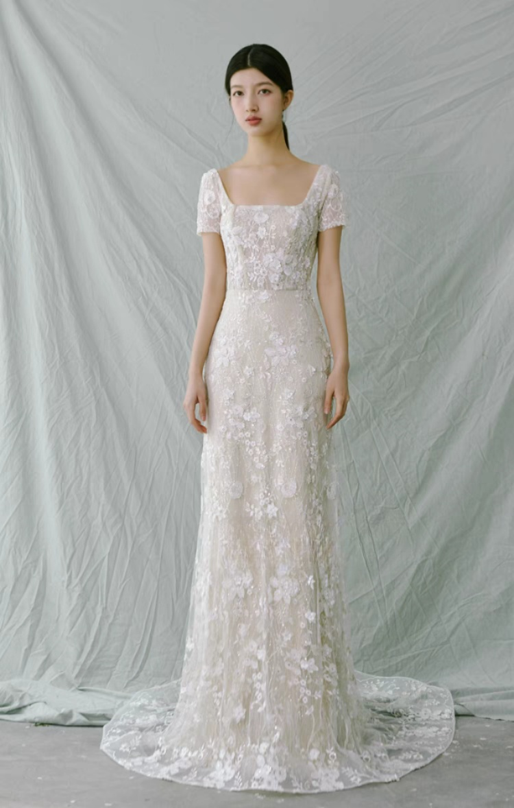 The Francesca Wedding Bridal Short Sleeves Gown – WeddingConfetti